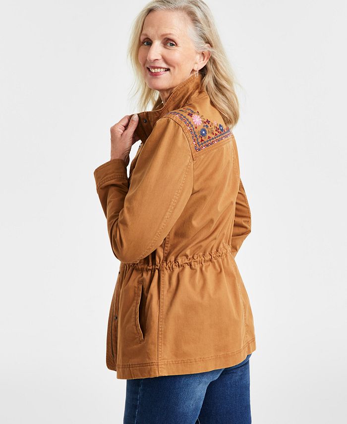 Style & Co Women's Floral-Embroidered Jacket, Created for Macy's - Macy's