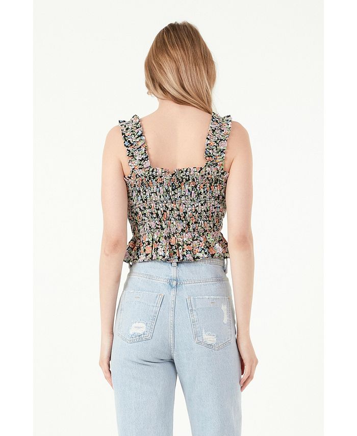 Free the Roses Women's Floral Smocked Top - Macy's