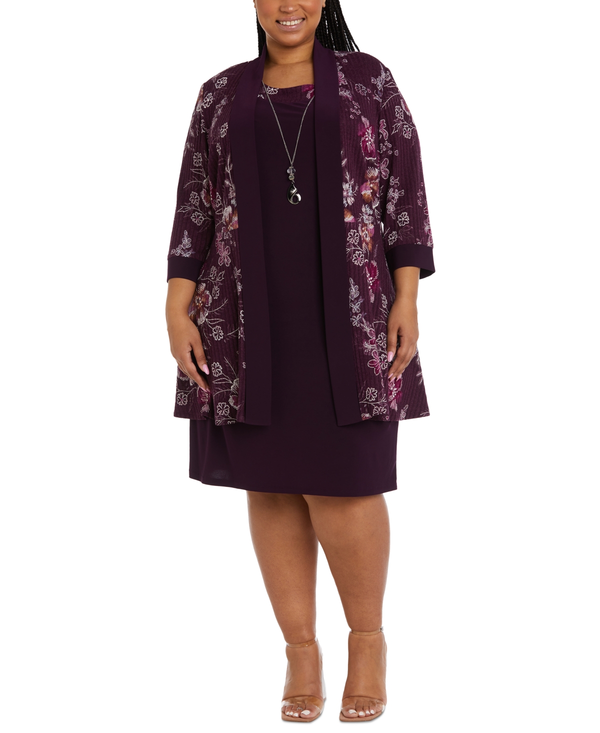 R & M Richards Plus Size 2-pc. Floral-print Jacket & Dress Set In ...