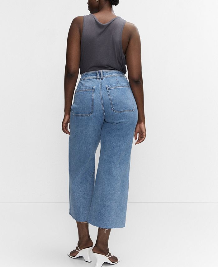 MANGO Women's High Waist Culotte Jeans - Macy's