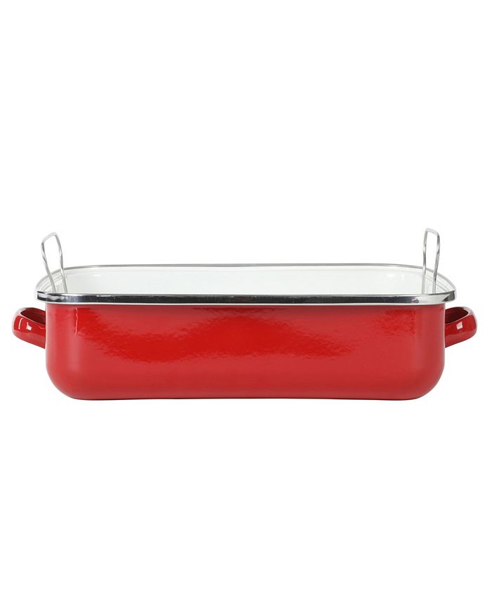 Martha Stewart Collection Thayer Enamel On Steel 18" Roaster - Macy's