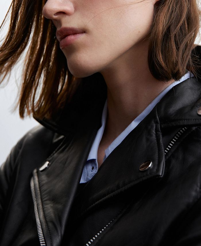 MANGO Women's Leather Biker Jacket - Macy's