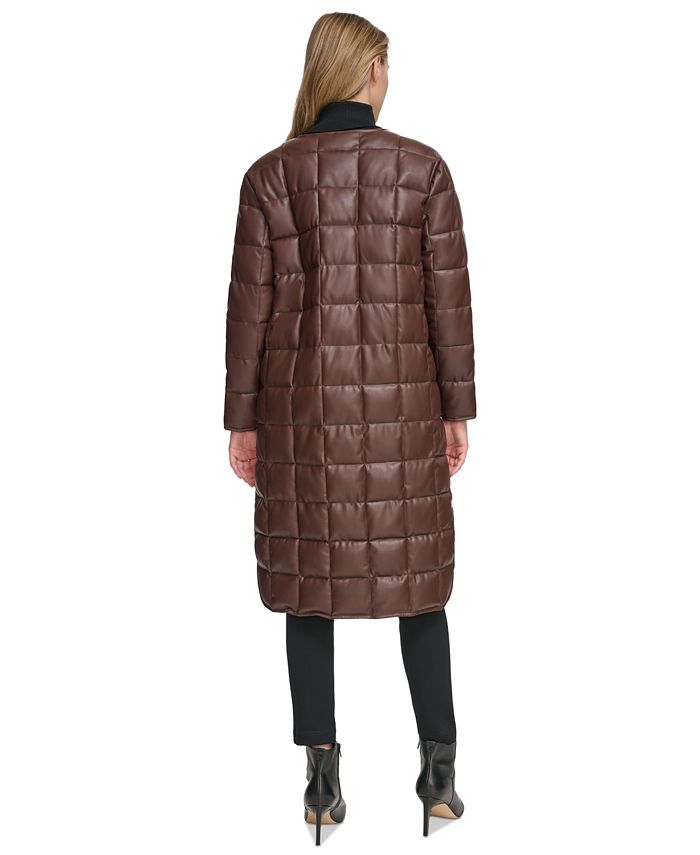 Calvin Klein Women's Collarless Long Quilted Jacket - Macy's