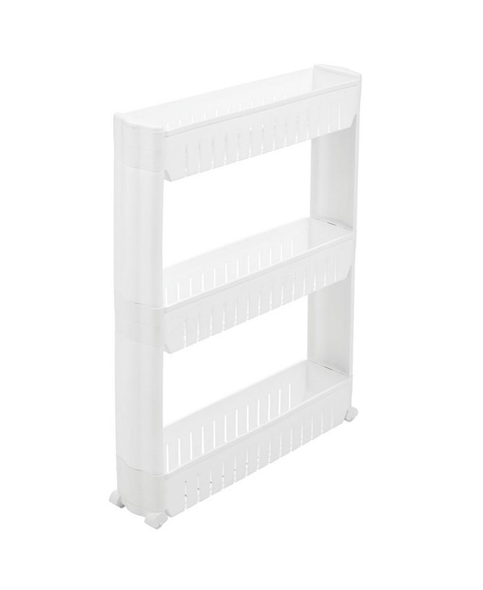 mDesign Slim Rolling Laundry Utility Cart Organizer with 3 Shelves ...