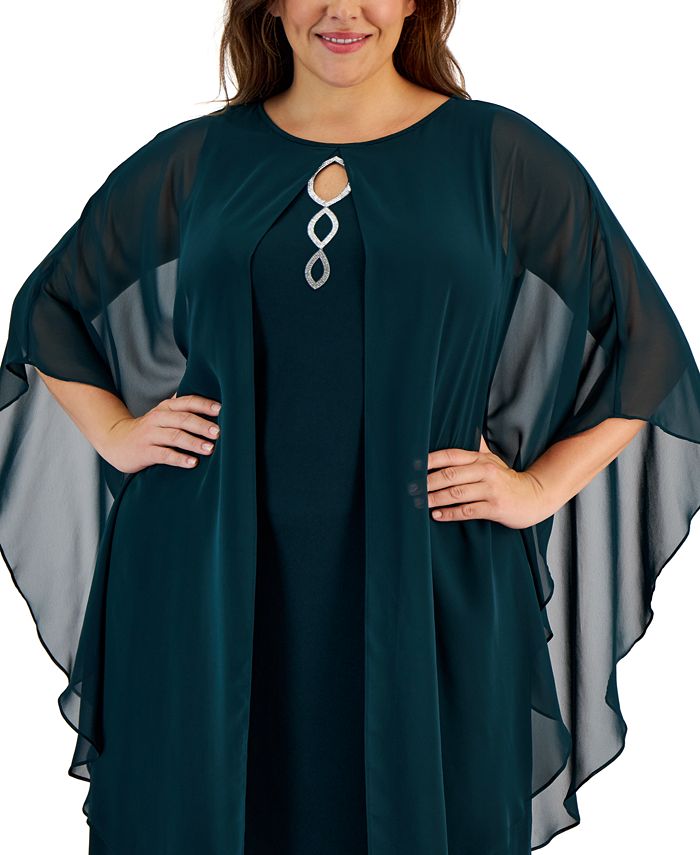 Connected Plus Size Cape-Overlay Sheath Dress - Macy's