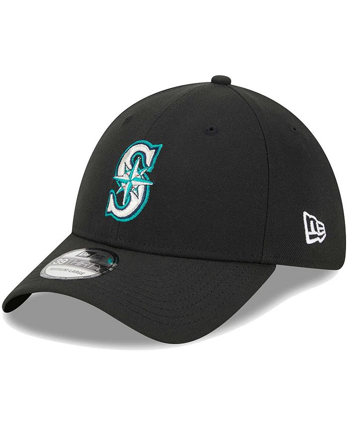 New Era Men's Black Seattle Mariners Logo 39THIRTY Flex Hat - Macy's