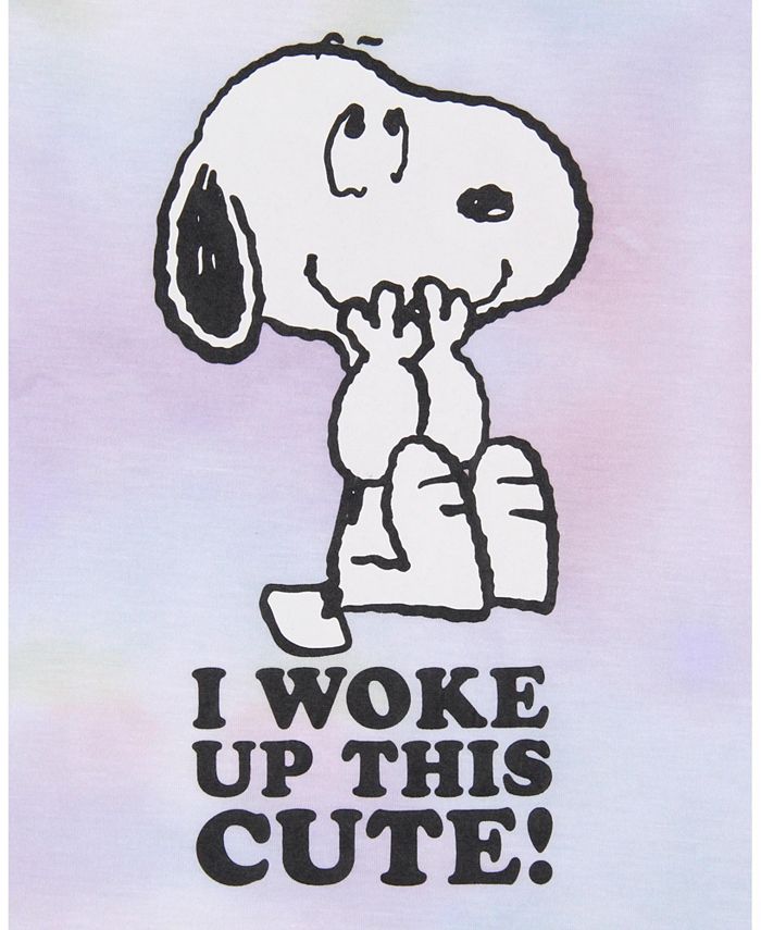 Peanuts Girls I Woke Up This Cute Snoopy Tie-Dye Sleep Pajama Set - Macy's