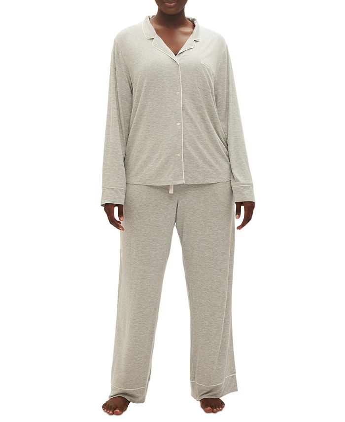 GAP GapBody Women's 2-Pc. Notched-Collar Long-Sleeve Pajamas Set - Macy's