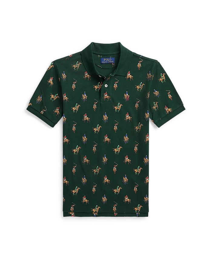 Polo Ralph Lauren Big Boys Equestrian-Print Cotton Mesh Polo Shirt - Macy's