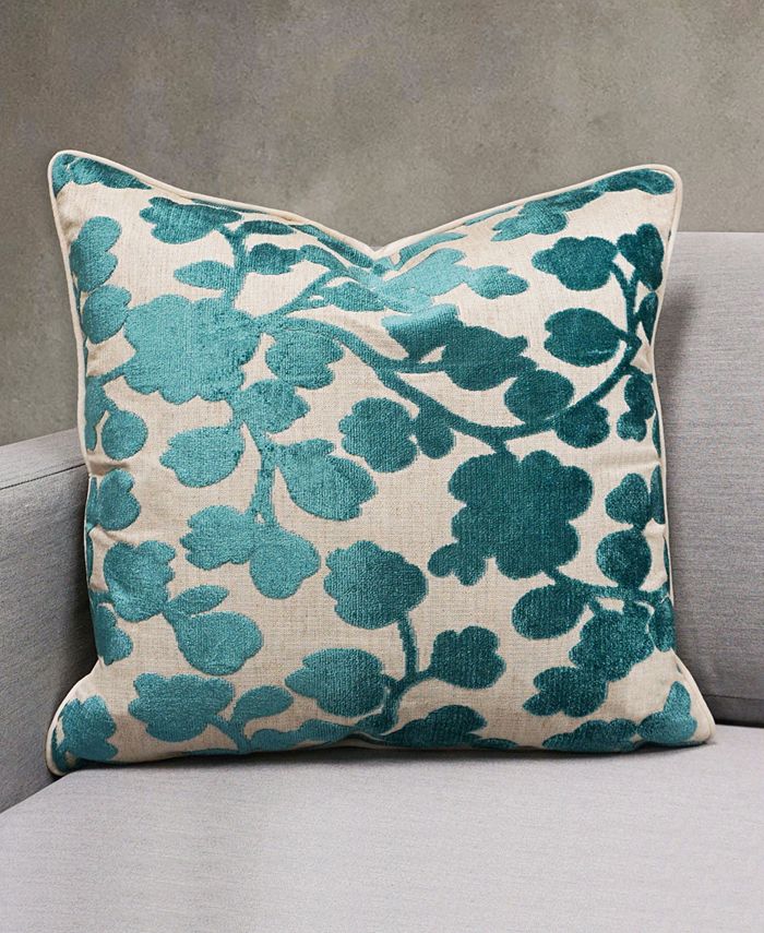 Millihome Blossom Cut Velvet Decorative Pillow, 20" x 20" - Macy's