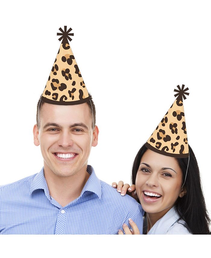 Big Dot of Happiness Leopard Print Cone Happy Birthday Party Hats - Set ...