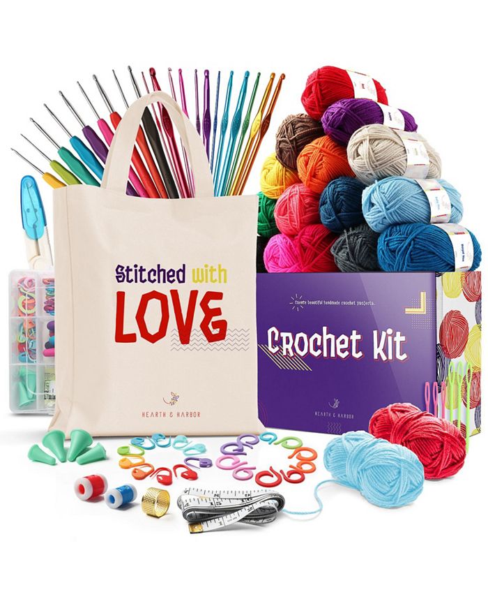 Hearth & Harbor 73 Piece Complete Crochet Kit for Beginners Adults and ...