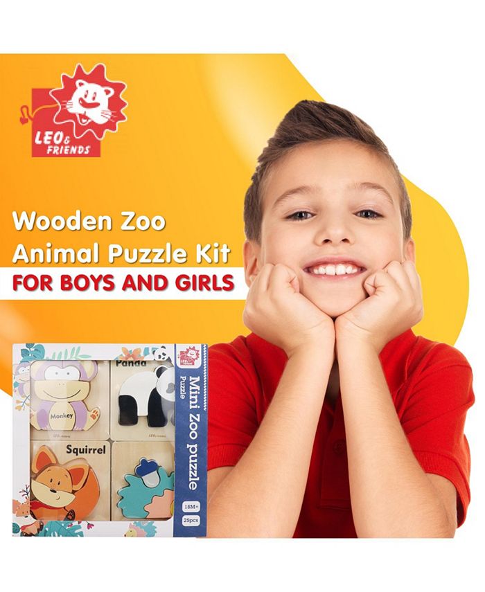 Leo & Friends Wooden Zoo Animal Puzzle Kit for Boys and Girls - Macy's