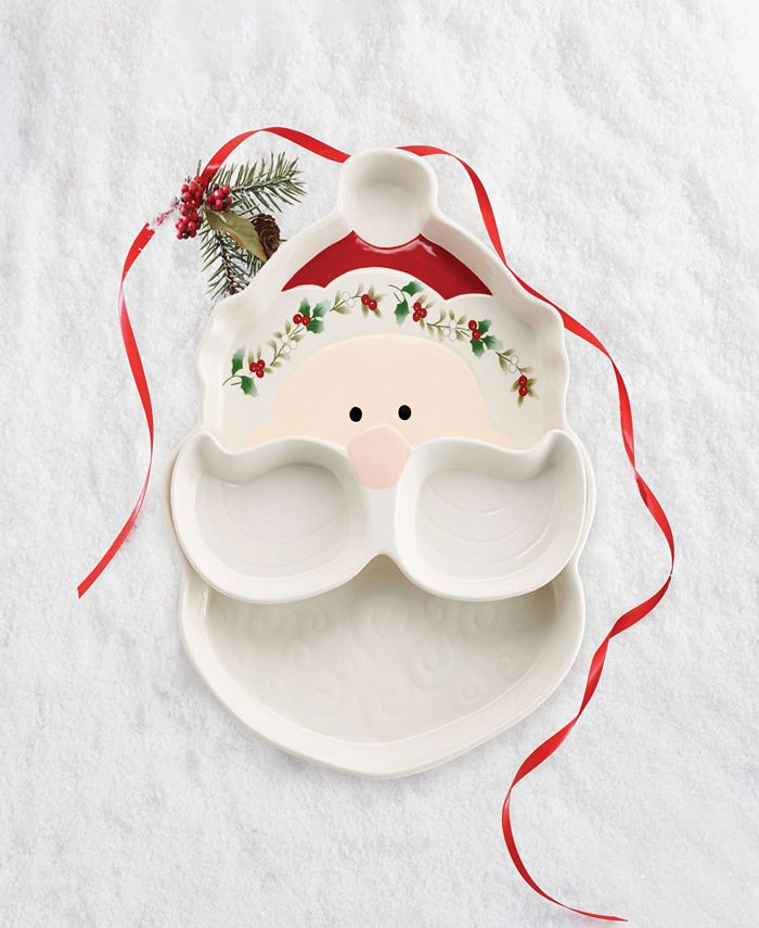 Pfaltzgraff Winterberry Santa Platter and Dip Bowl - Macy's