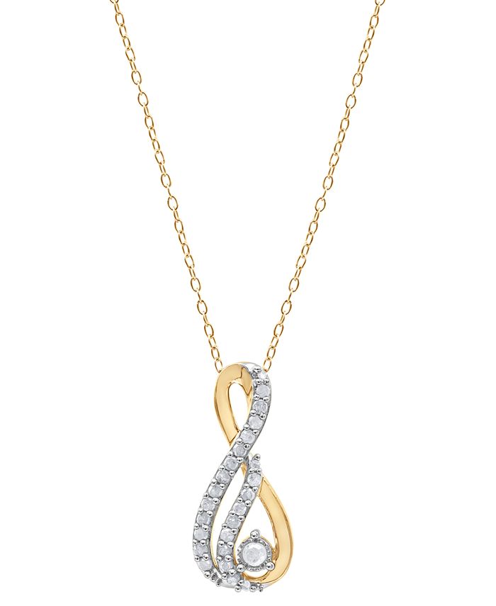 Macy's Diamond Treble Clef 18" Pendant Necklace (1/4 ct. t.w.) in Gold ...