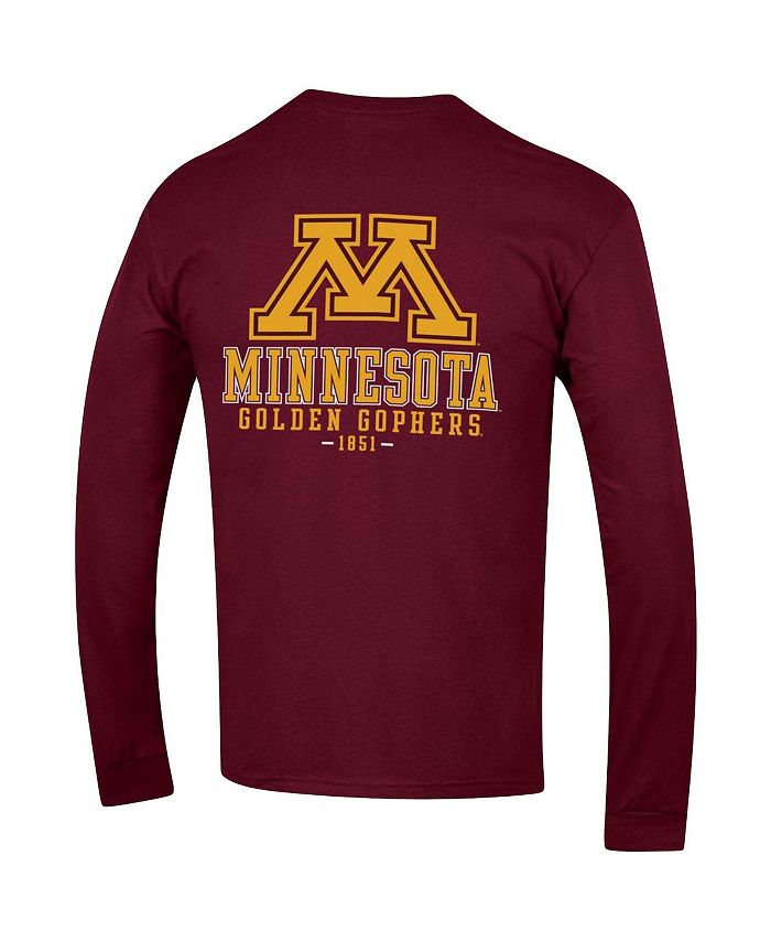 Champion Men's Maroon Minnesota Golden Gophers Team Stack Long Sleeve T ...