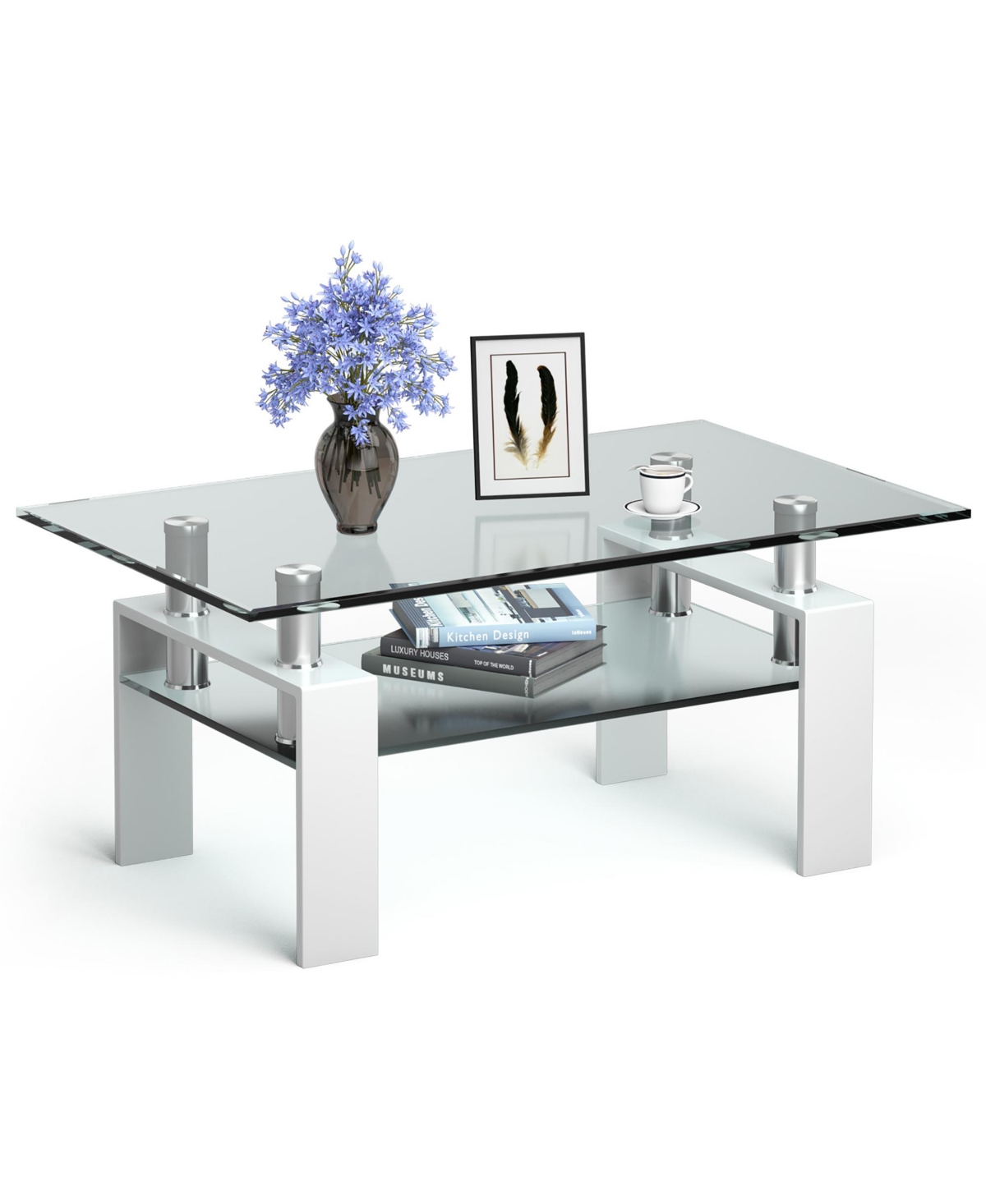 Click here for Rectangle Glass Coffee Table Metal Legs End Table... prices