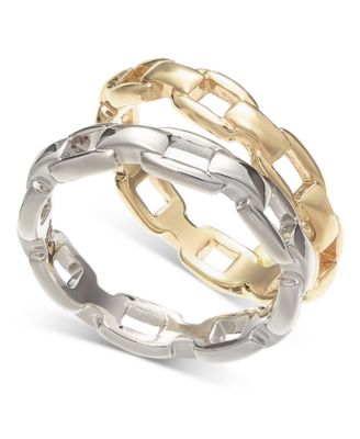 On 34th Two-Tone 2-Pc. Set Chain Link Stack Rings, Created for Macy's ...