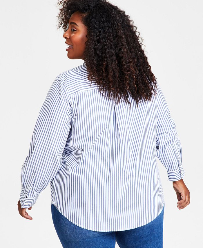 Style & Co Plus Size Striped Button-Down Shirt, Created for Macy's - Macy's