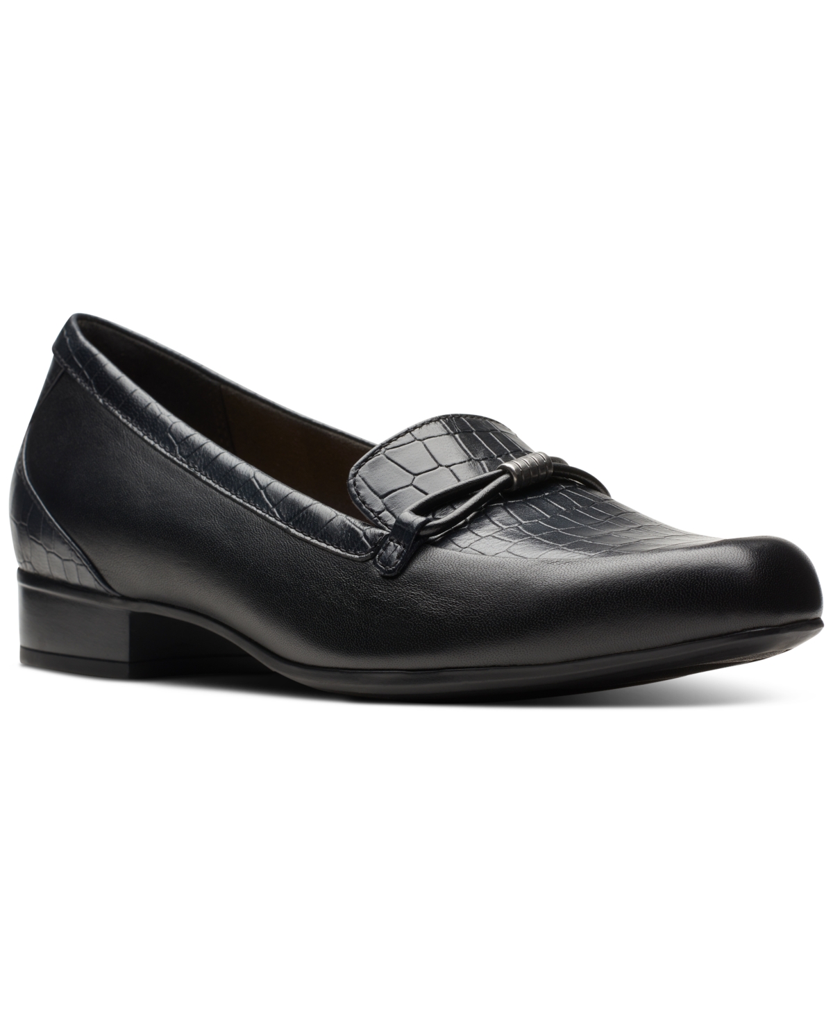 Clarks Womens Juliet Shine Slip-On Loafers - Black Croc