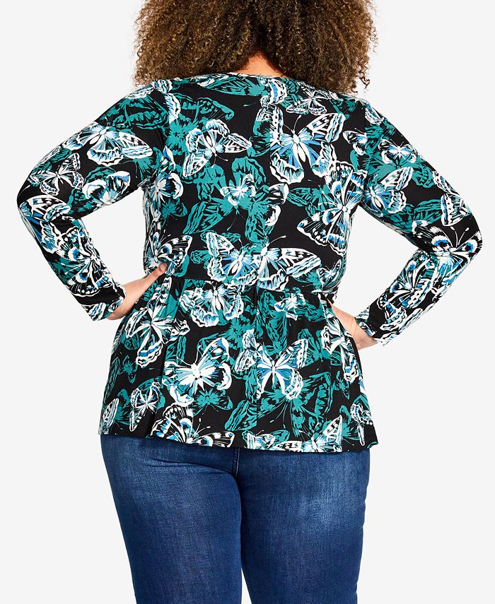 AVENUE Plus Size Abigail Print Top - Macy's