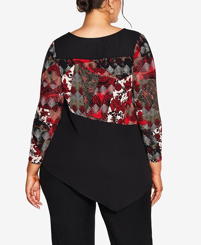 AVENUE Plus Size Carla Print Top - Macy's