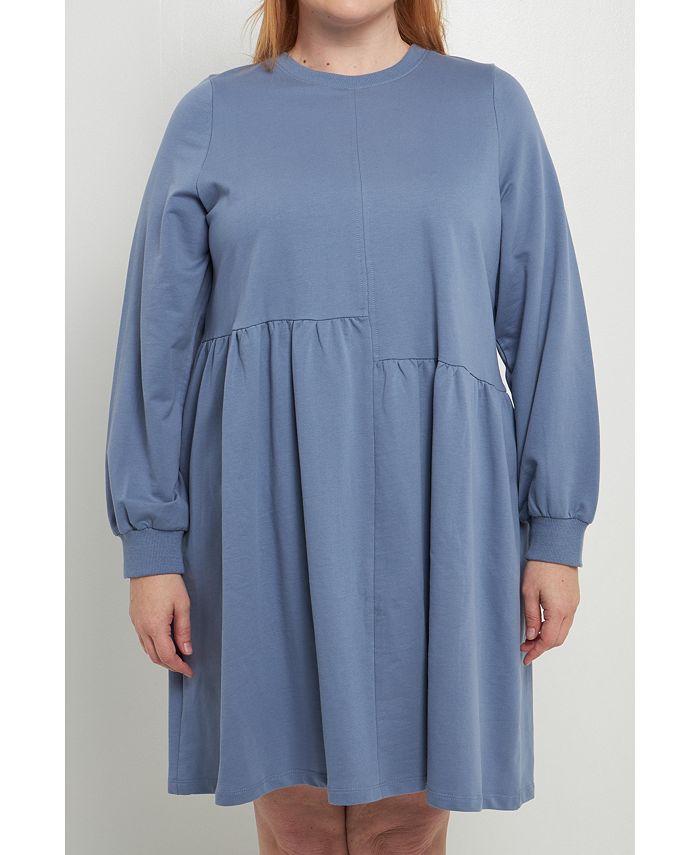English Factory Plus Size Knit Unbalanced Seam Dress - Macy's