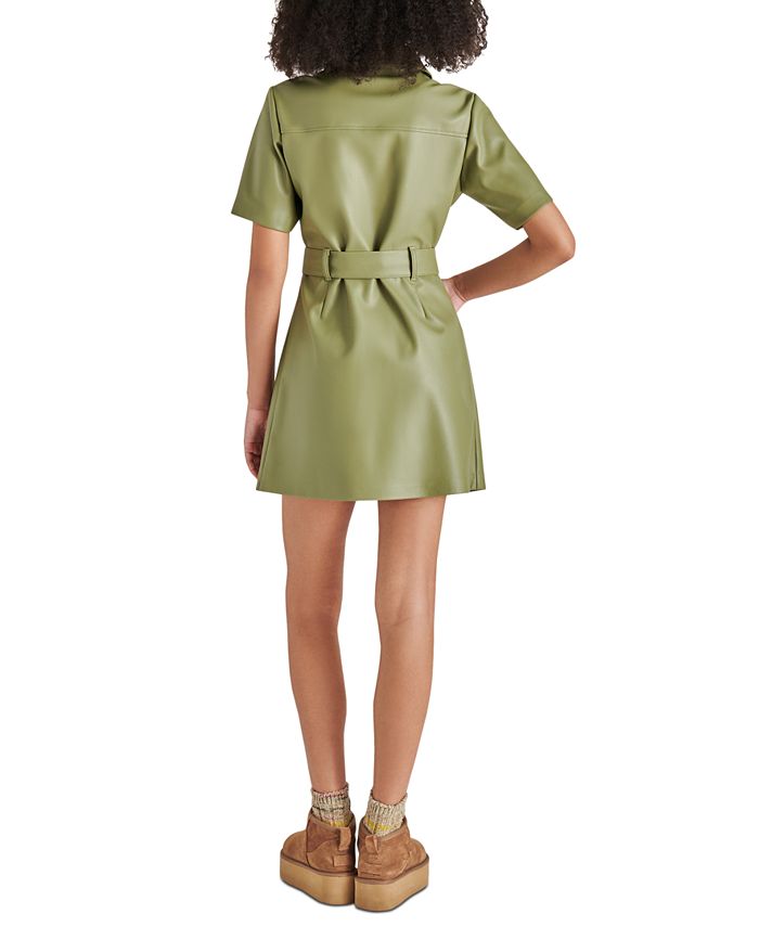 Steve Madden Women's Jolene Faux-Leather Snap-Front Dress - Macy's