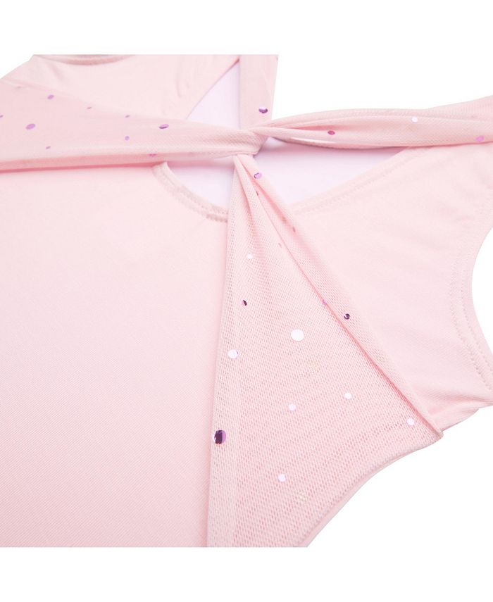 Flo Dancewear Little Girls Pink Leotard with Sequin Sparkle Cross Back ...
