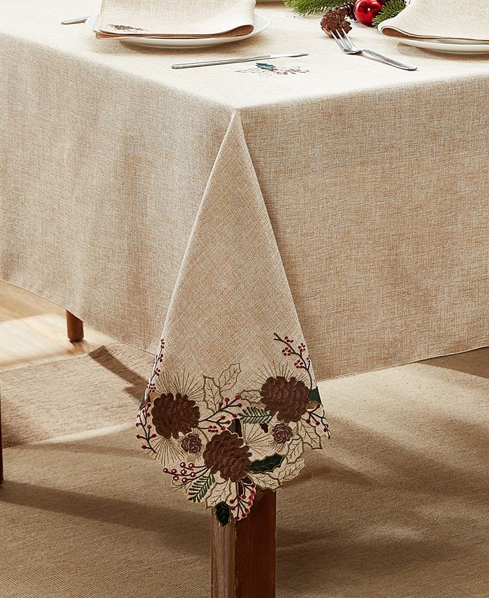Elrene Berry Pinecone Cutwork Tablecloth, 60" x 120" - Macy's