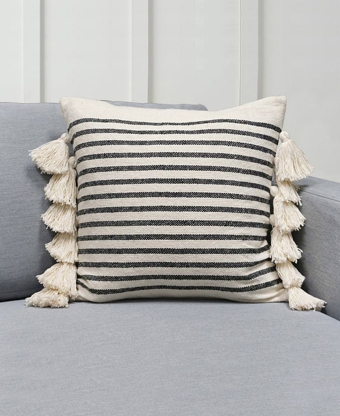 Millihome Margo Striped Hand-Tufted Decorative Pillow, 18" x 18" - Macy's