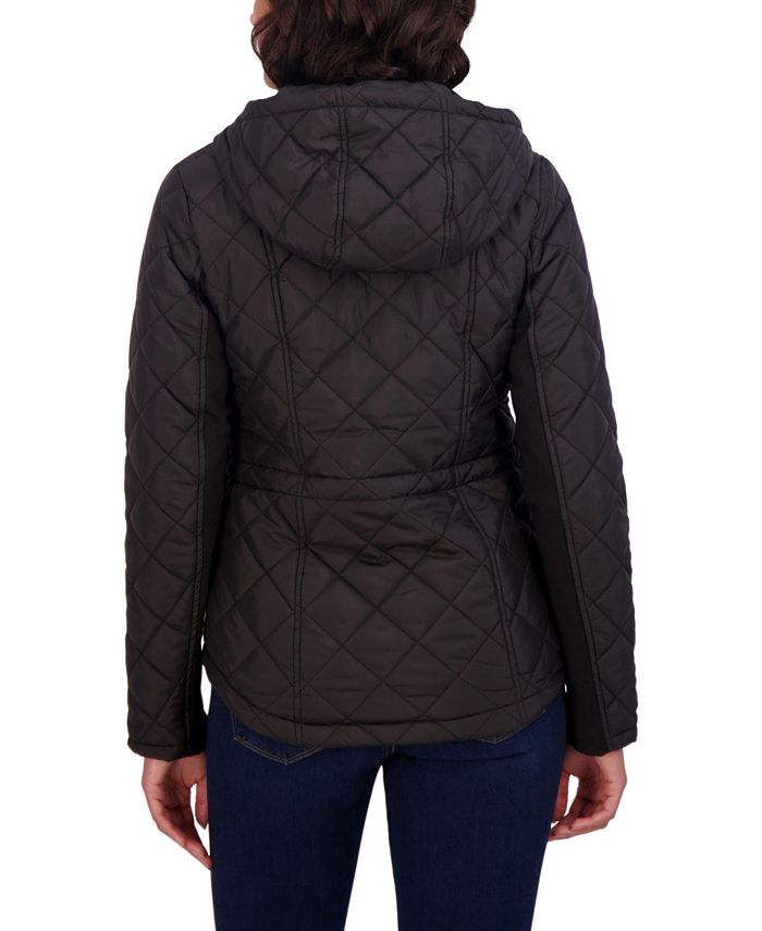 Sebby Women's Junior's Quilted Jacket with Hood - Macy's
