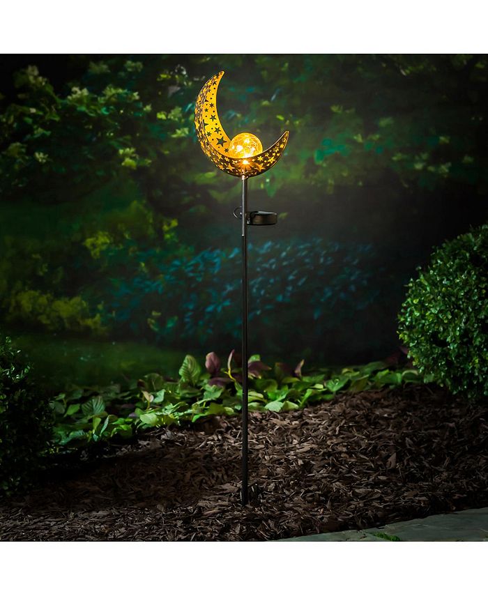 Evergreen Garden Outdoor Decor Solar Garden Stake w Crackle Glass Globe ...