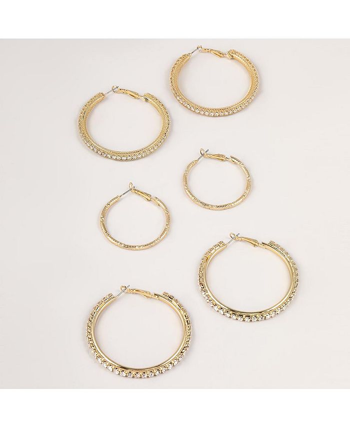 Aaliyah Trio Pave Hoop Earring Set - Macy's