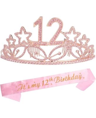 12th Birthday Sash and Tiara for Girls - Fabulous Glitter Sash + Stars ...