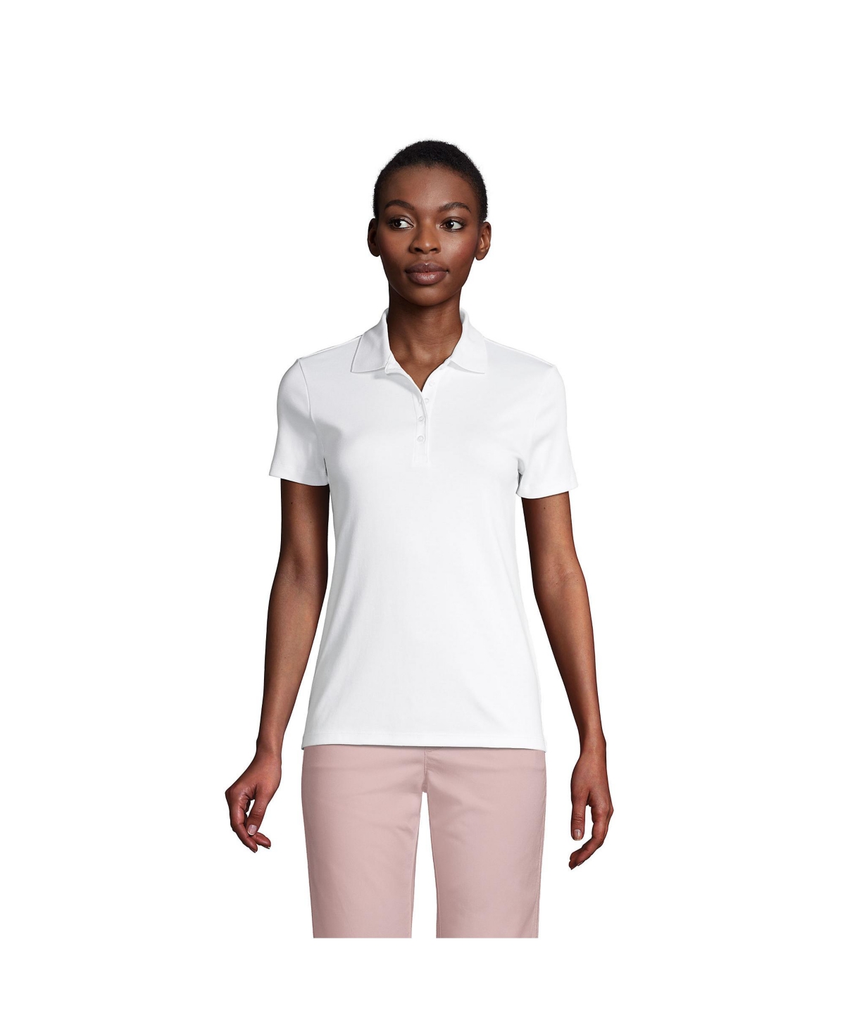 Click here for Lands End Womens Supima Cotton Polo Shirt - White prices