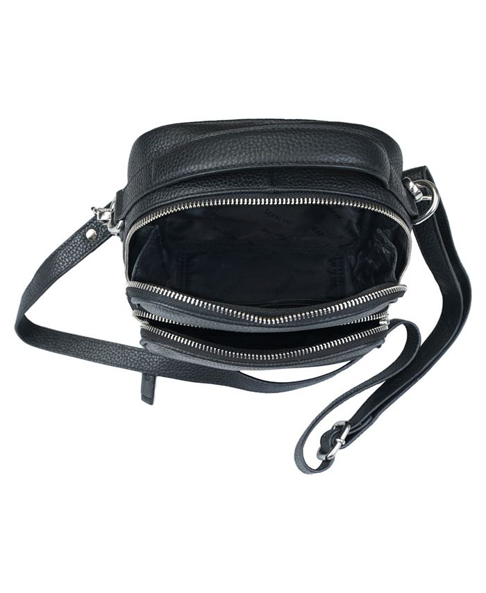 Mancini Pebbled Collection Daisy North-South Leather Crossbody Bag - Macy's