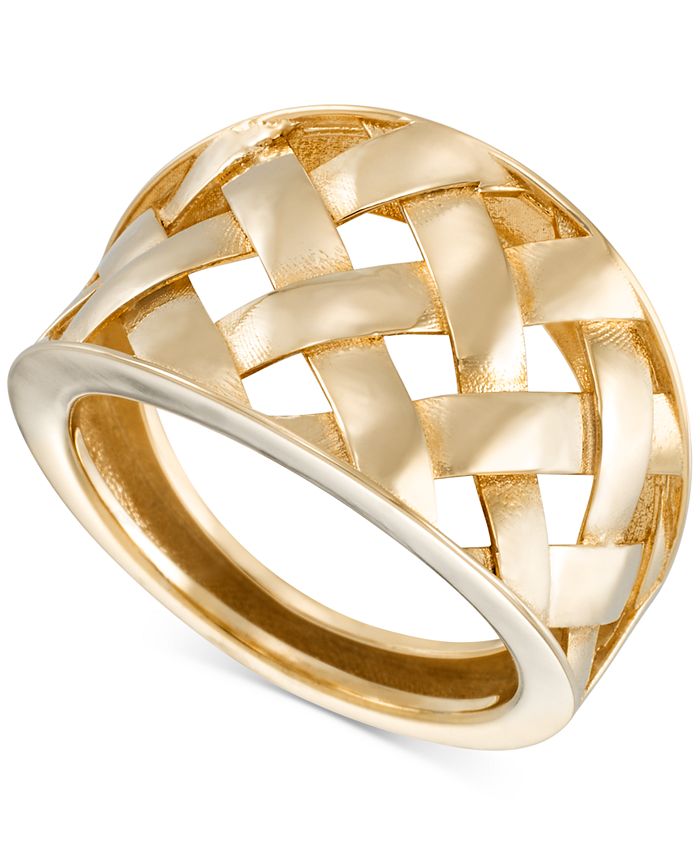 Macy's Polished Basketweave Openwork Statement Ring in 10k Gold - Macy's