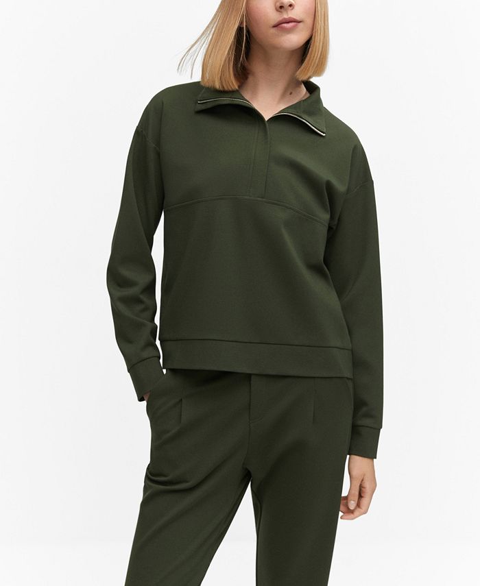 MANGO Women's Zipper High Collar Sweater - Macy's