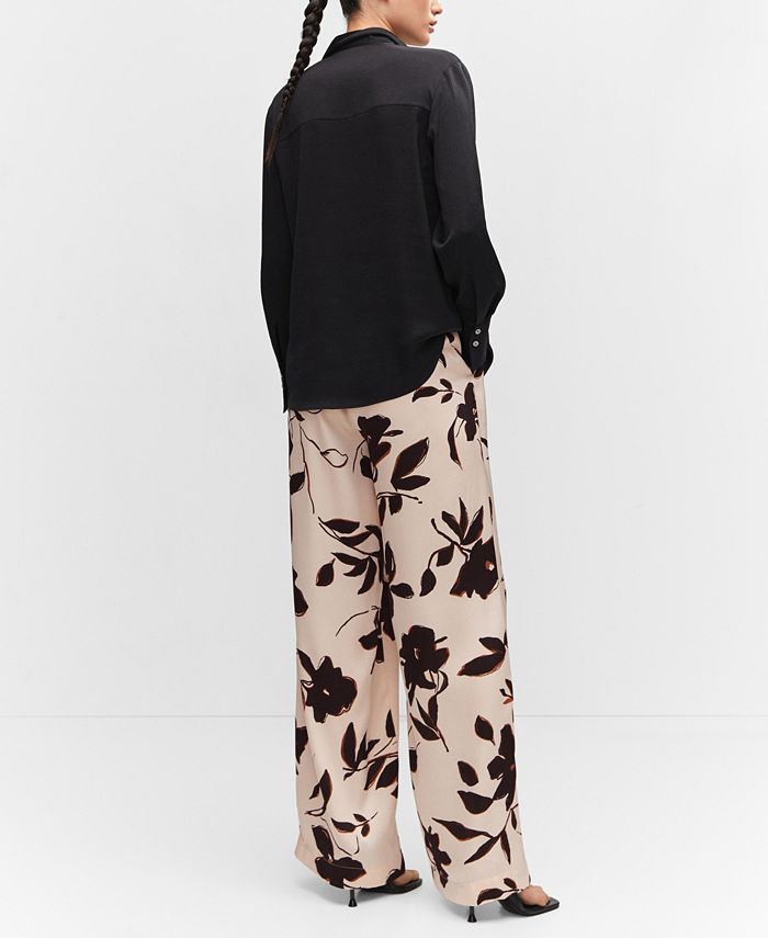 MANGO Women's Wide Leg Printed Pants - Macy's