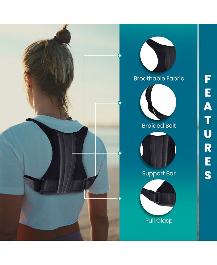 PURSONIC Adjustable Posture Corrector With Back Support Bar & Breathable Upper Back Brace - Macy's