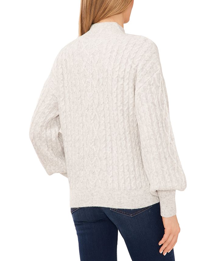 CeCe Women's Cable-Knit Mock Neck Bishop-Sleeve Sweater - Macy's