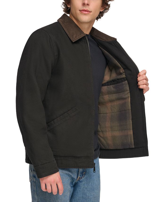 Levi's Plaid-Lined Canvas Utility Jacket - Macy's