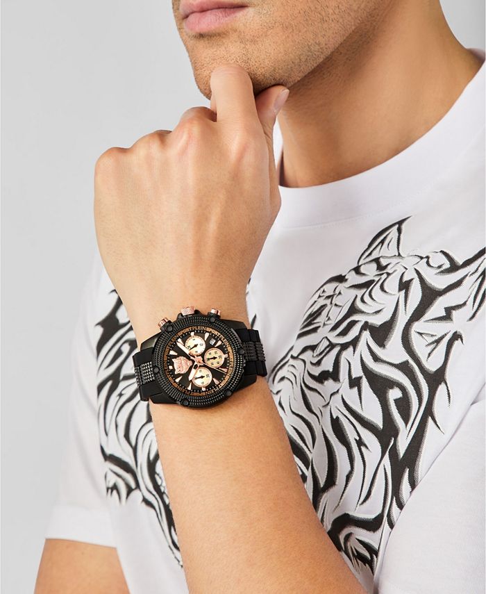 Plein Sport Men's Hurricane Black Silicone Strap Watch 44mm - Macy's