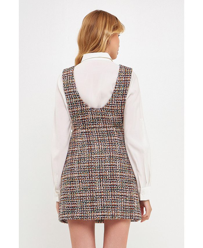 English Factory Women's Tweed Pinafore Dress - Macy's