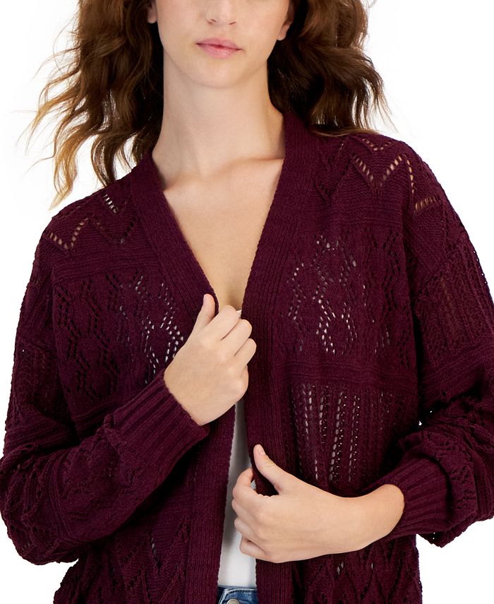 Hooked Up by IOT Juniors' Chenille Cable-Knit Cardigan Sweater - Macy's