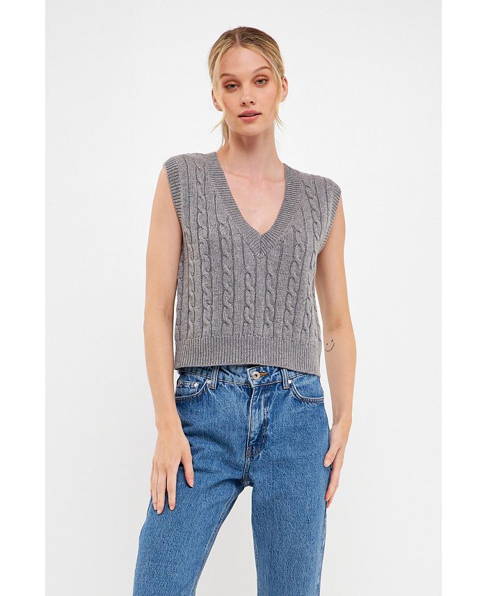 English Factory Women's Cable Knit Chunky Vest - Macy's