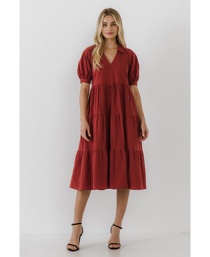 Free the Roses Women's Stripe Texture Midi Dress - Macy's