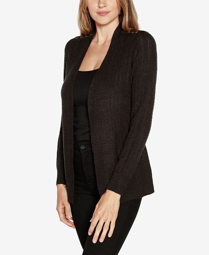 Belldini Black Label Women's Open Front Cable Knit Cardigan Sweater ...