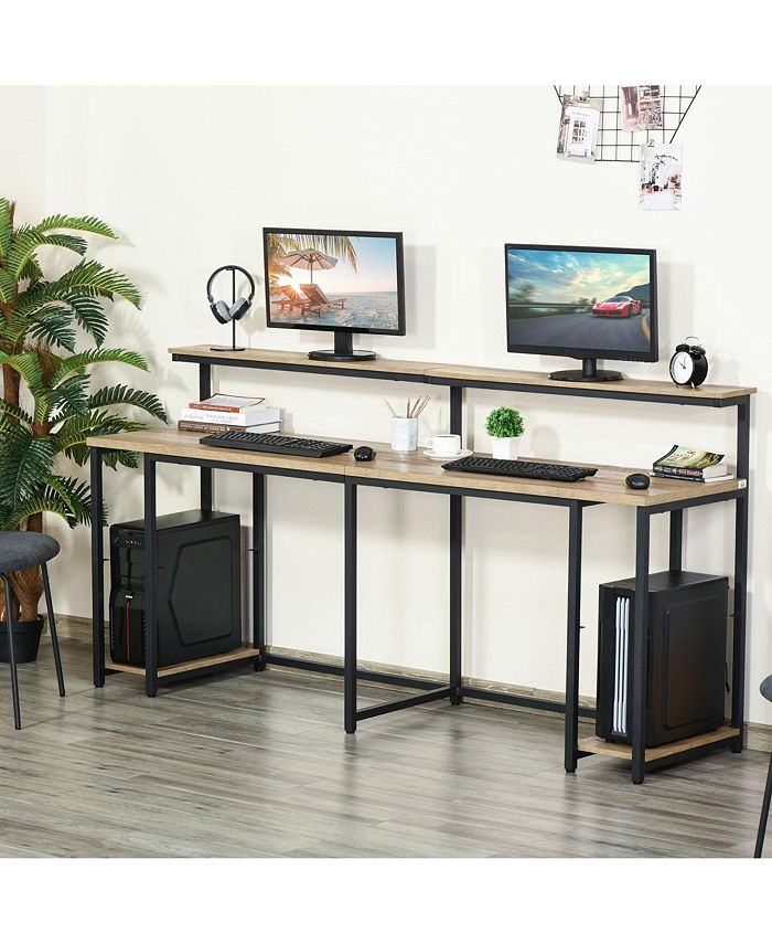 HOMCOM 78.75 Inches Double Computer Desk for Two Person, Extra Long ...